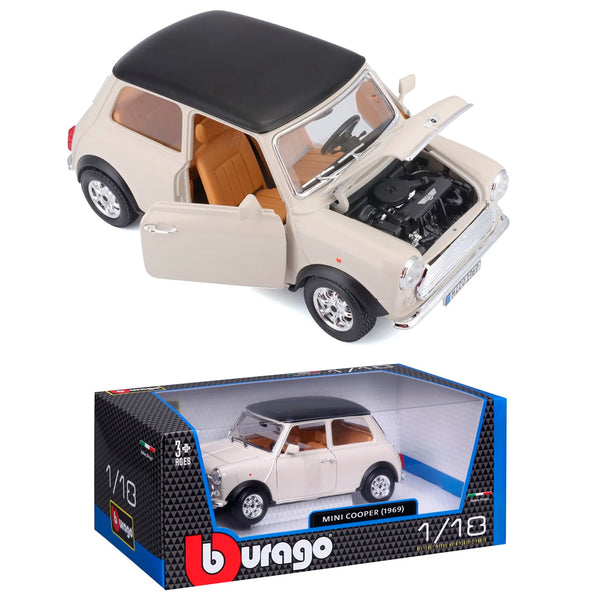 Bburago Mini Cooper 1969 Cream / Black (1:18 Scale) – AGR Models