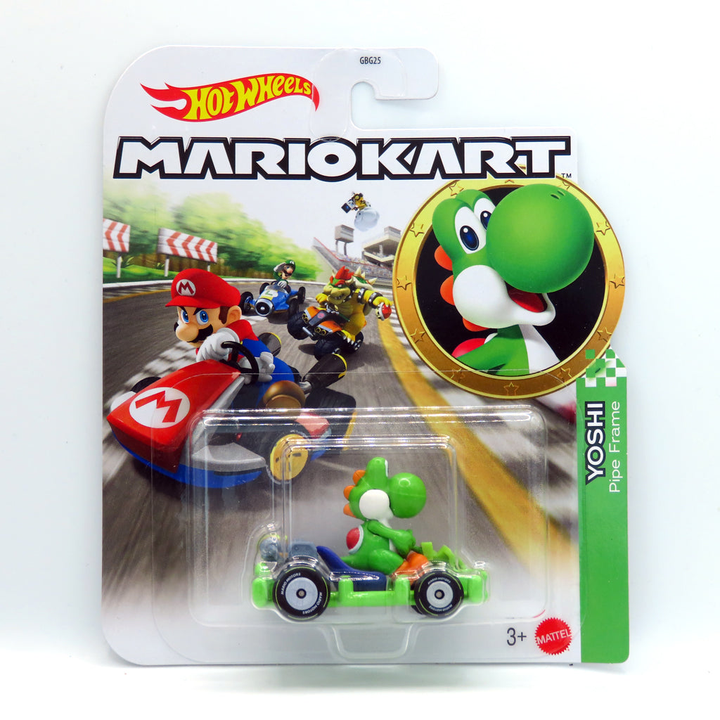 Hot Wheels Mario Kart - Yoshi With Pipe Frame Kart (Card Curved) – AGR ...