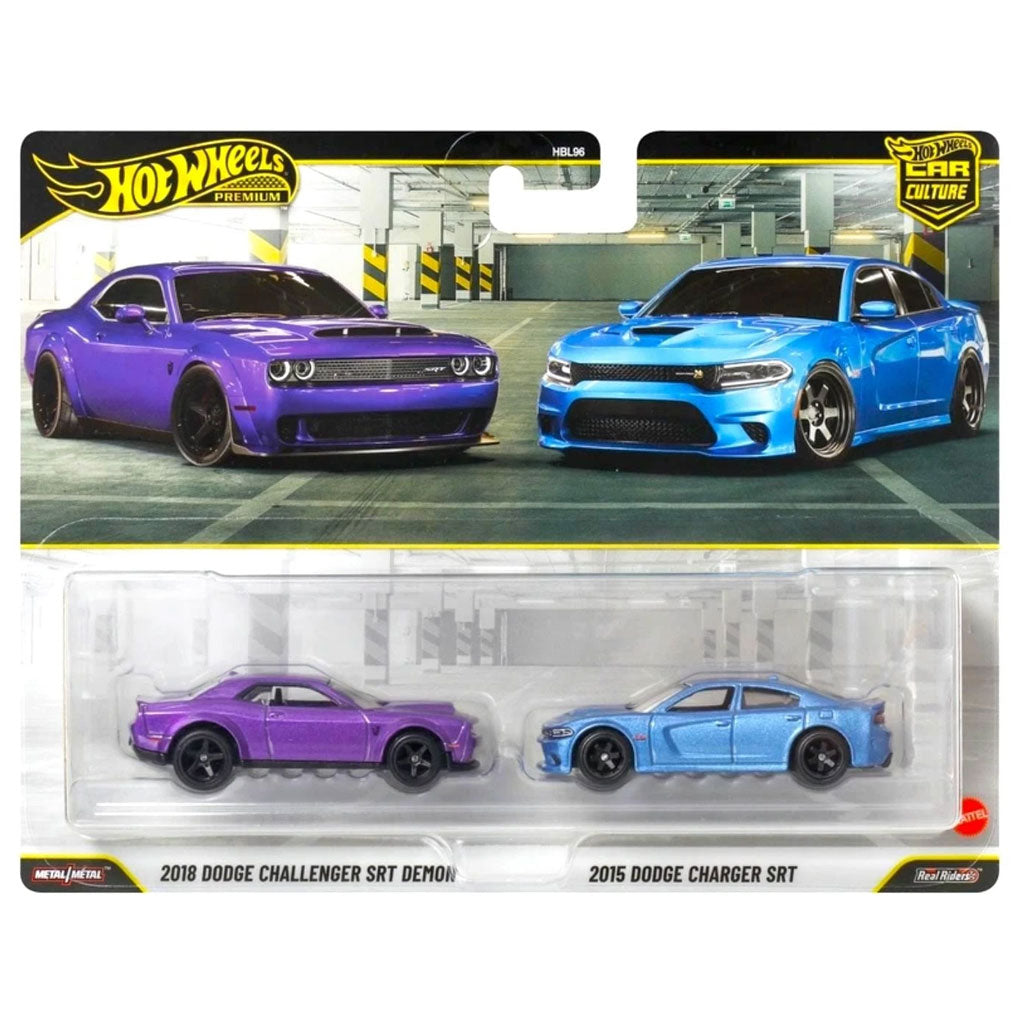 Hot Wheels Premium Twin Pack - Dodge Challenger Demon & Dodge Charger ...