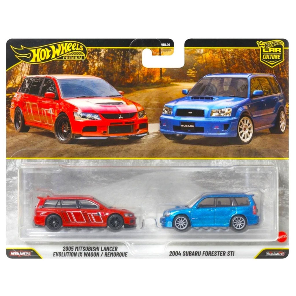 Hot Wheels Premium Twin Pack - Mitsubishi Evo Wagon & Subaru Forester ...