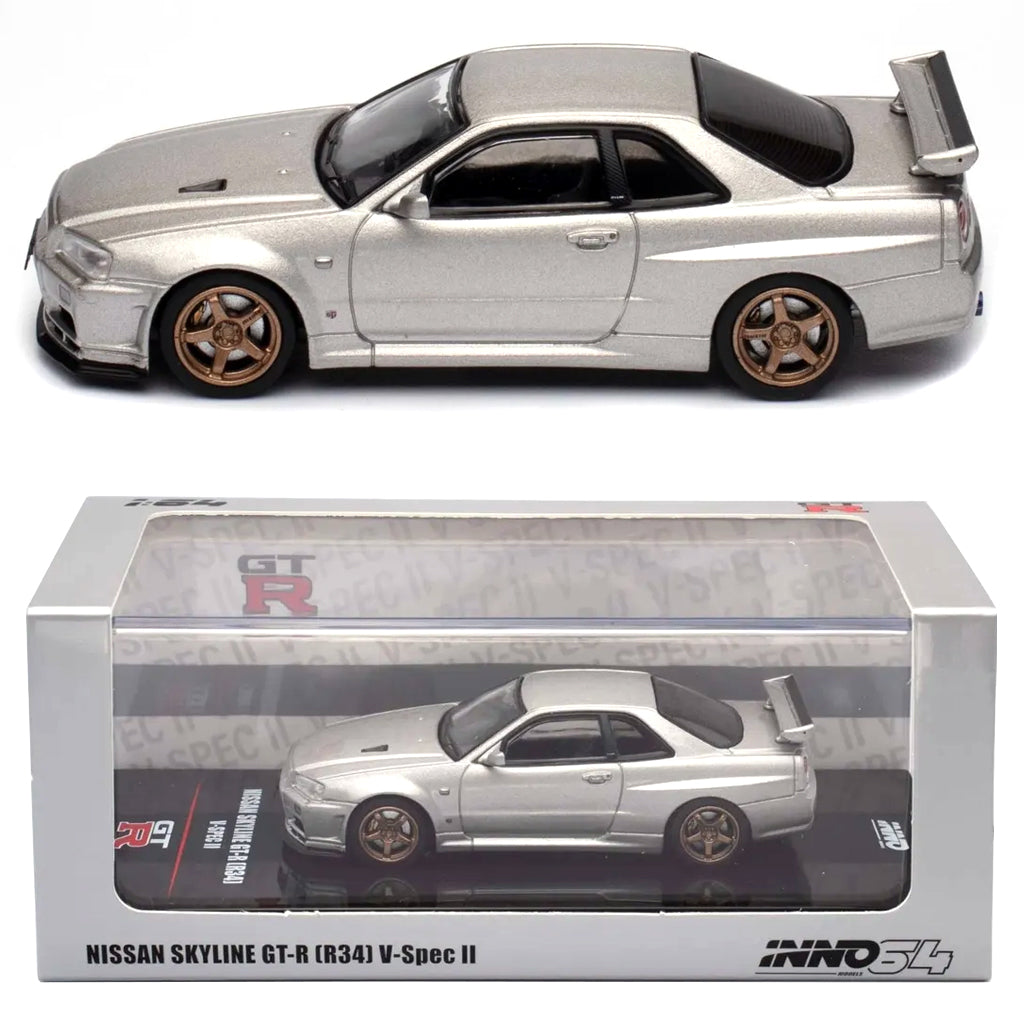 Inno64 Nissan Skyline GT-R R34 V-Spec II Silver (IN64-R34VS-SIL) 1:64 ...