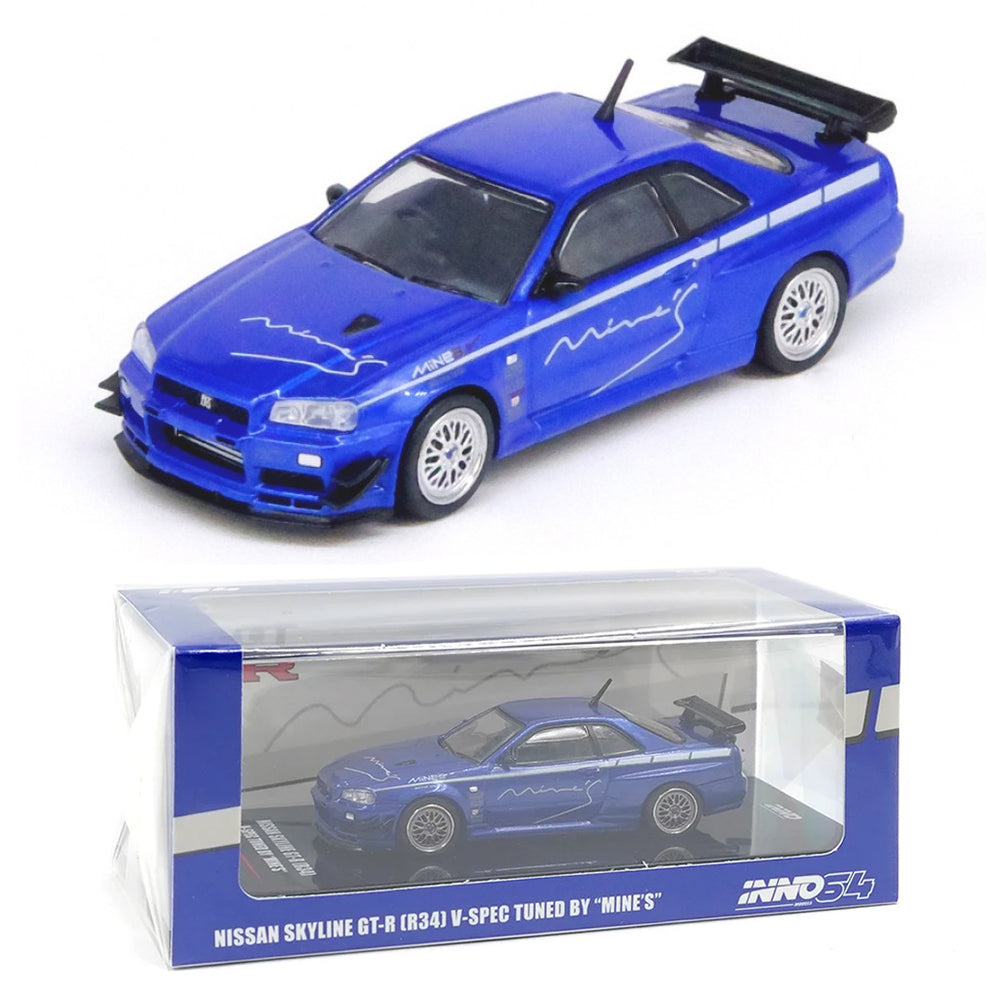 Inno64 Nissan Skyline GT-R R34 V-Spec Tuned By Mine's Blue (1:64) – AGR ...