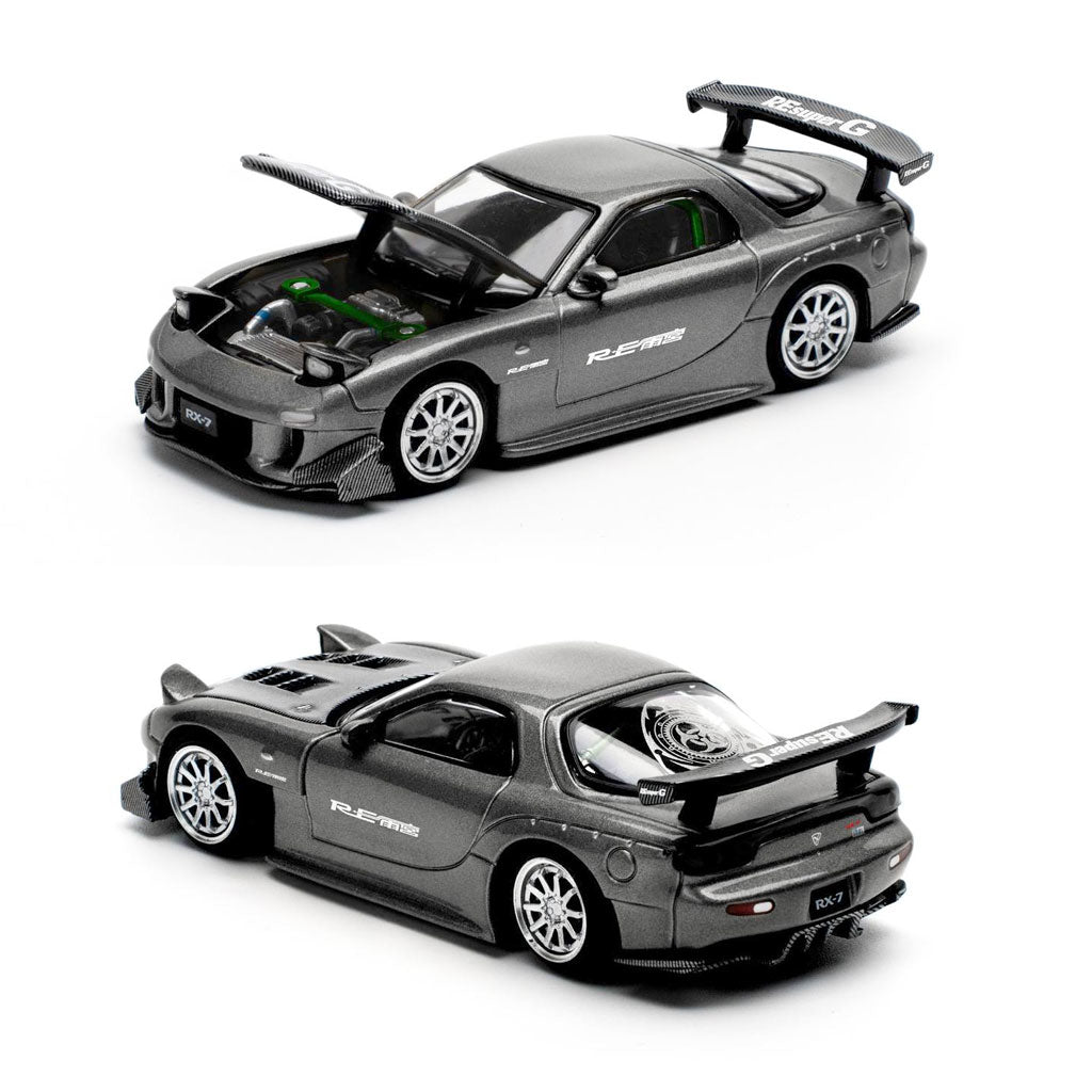 Pop Race Mazda RX7 Re-Amemiya Widebody Gun Metal Grey (255) (1:64 ...