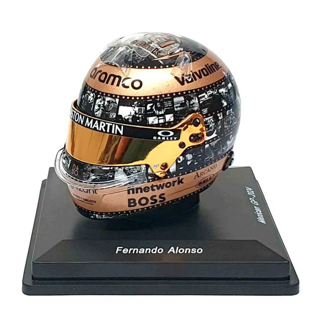 Fernando Alonso 2024 Mexican GP Aston Martin F1 Mini Helmet 1:5 Spark ...