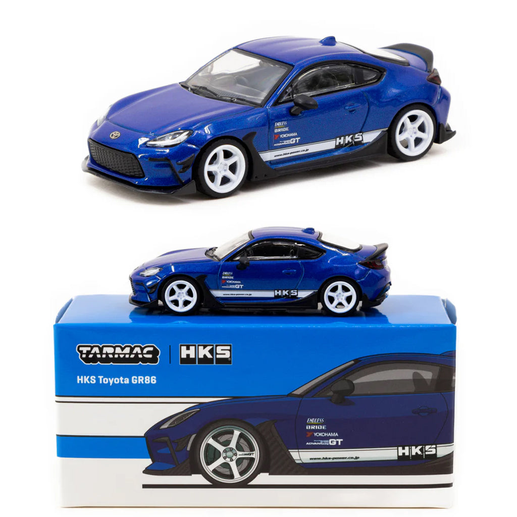 Tarmac Works Toyota GR86 HKS Blue Metallic (1:64) – AGR Models
